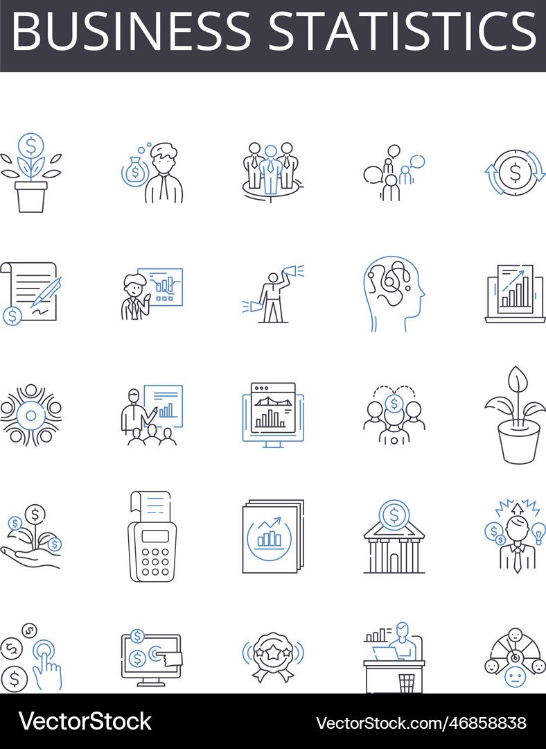Business statistics line icons collection Vector Image