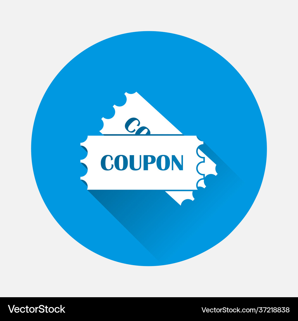Discount coupon icon icon on blue background flat Vector Image