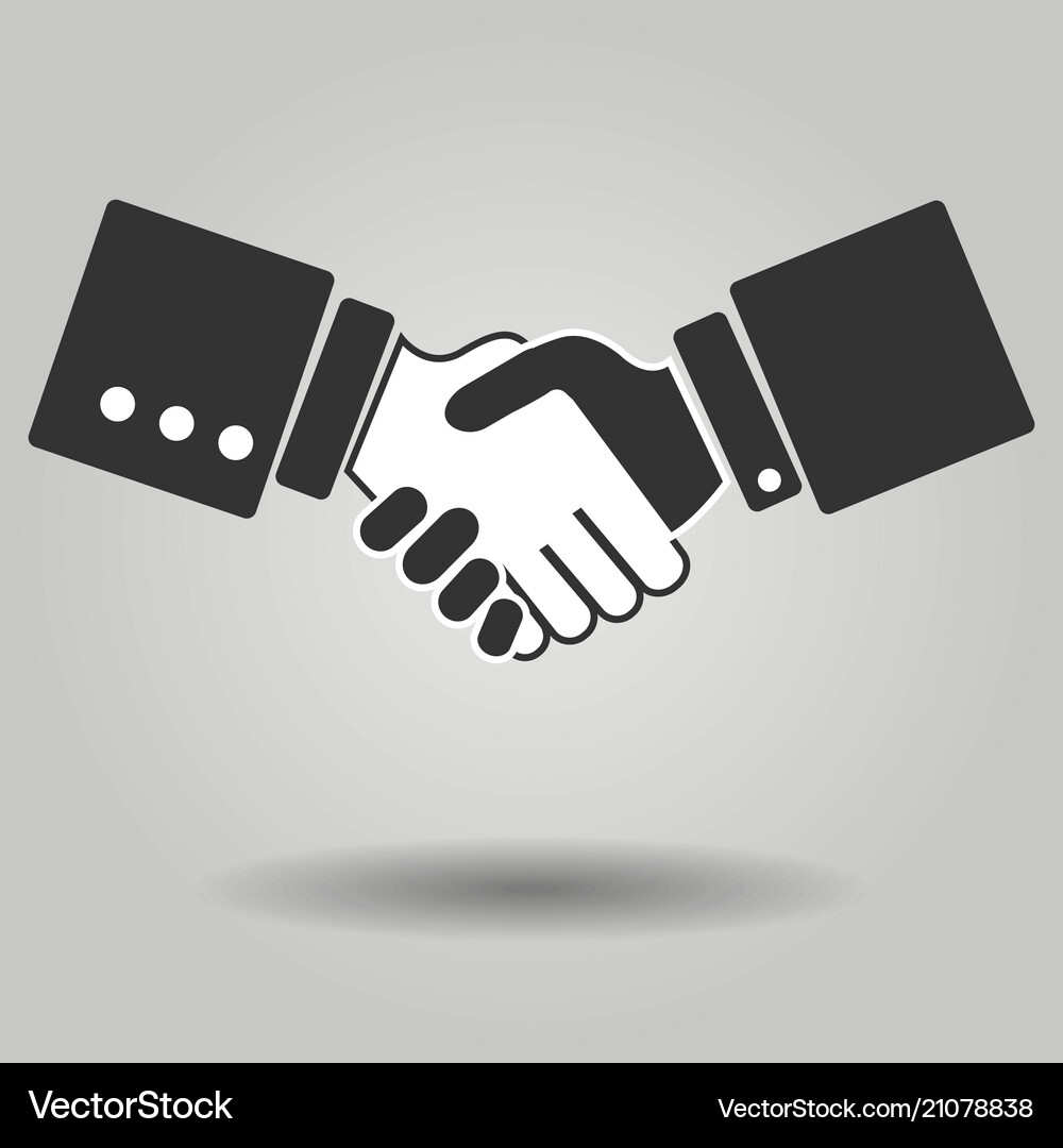 Gray hand shake icon on background modern simple Vector Image