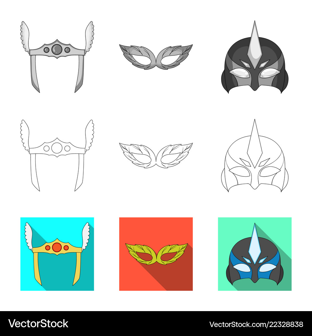 Hero and mask sign set Royalty Free Vector Image