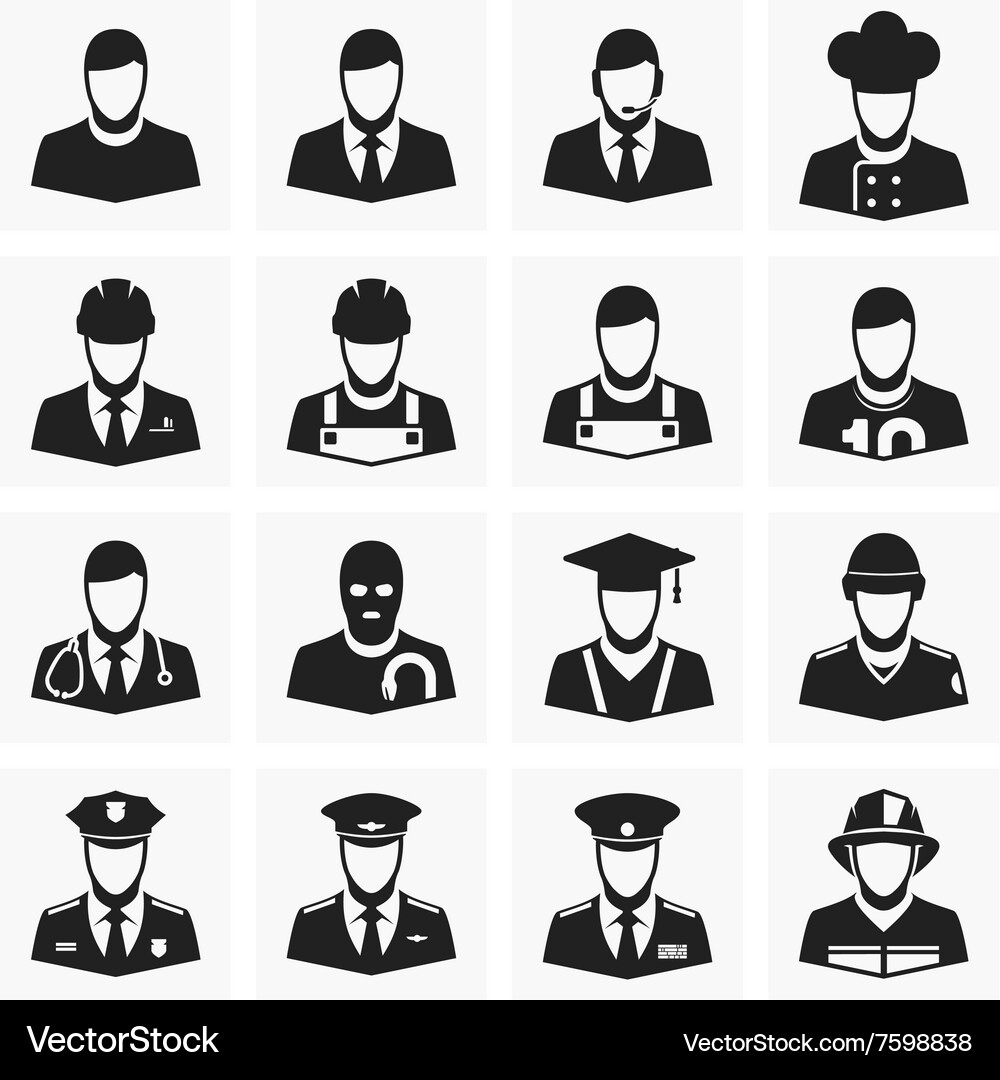Icons of different professions Royalty Free Vector Image
