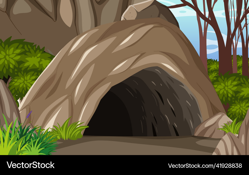 Inside cave landscape in cartoon style Royalty Free Vector