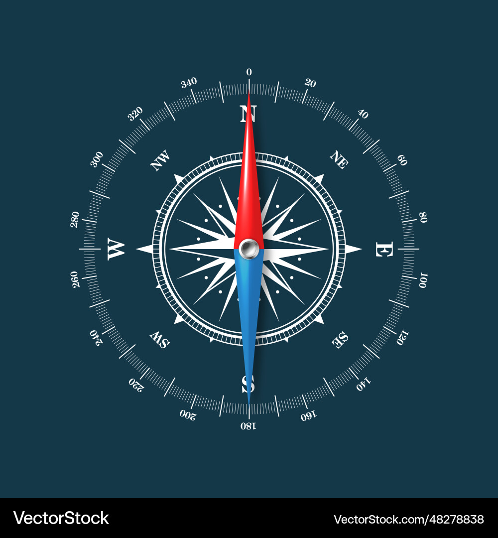 Marine compass nautical wind rose with cardinal Vector Image