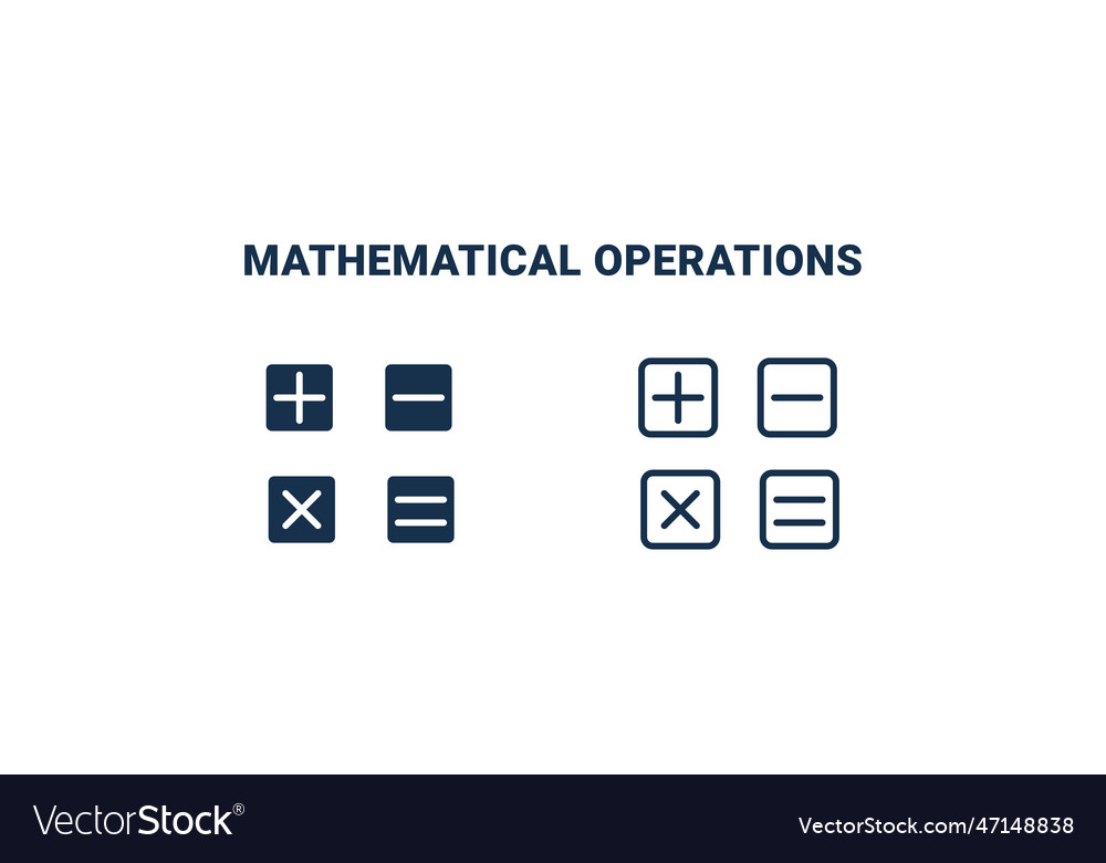 Mathematical operations icon outline and filled Vector Image Mathematical operations icon outline and filled Vector Image