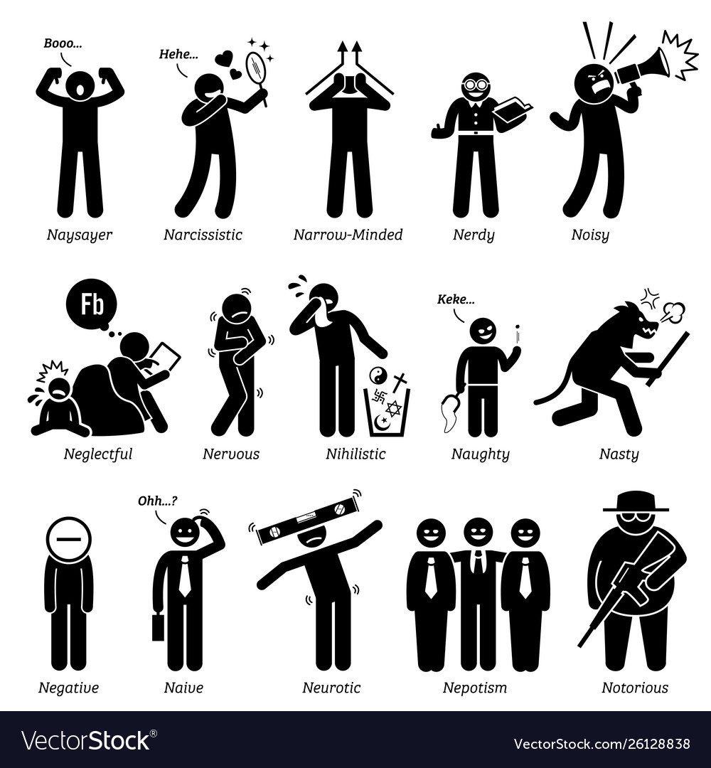 Negative personalities character traits stick Vector Image