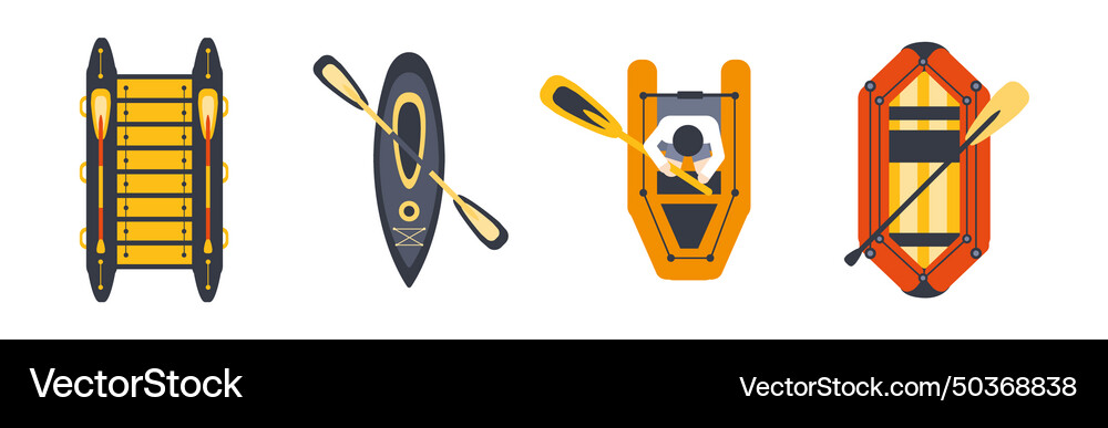 Raft and kayak activity with boat oar Royalty Free Vector