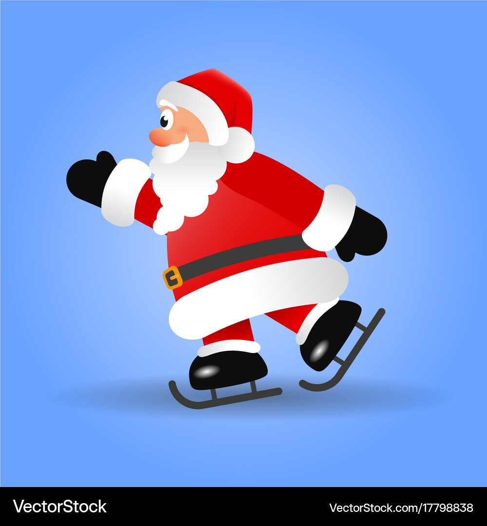 Santa claus skating on ice Royalty Free Vector Image