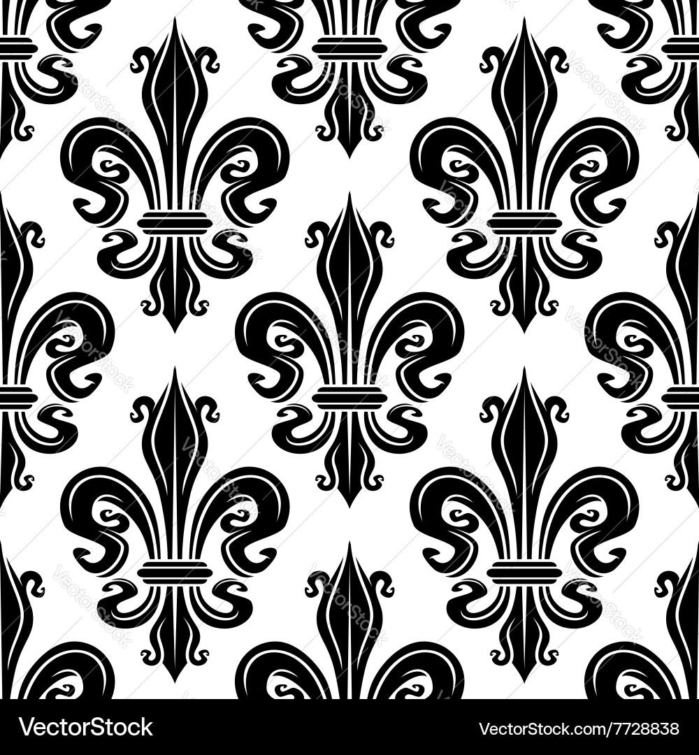 Seamless pattern of black royal lilies Royalty Free Vector
