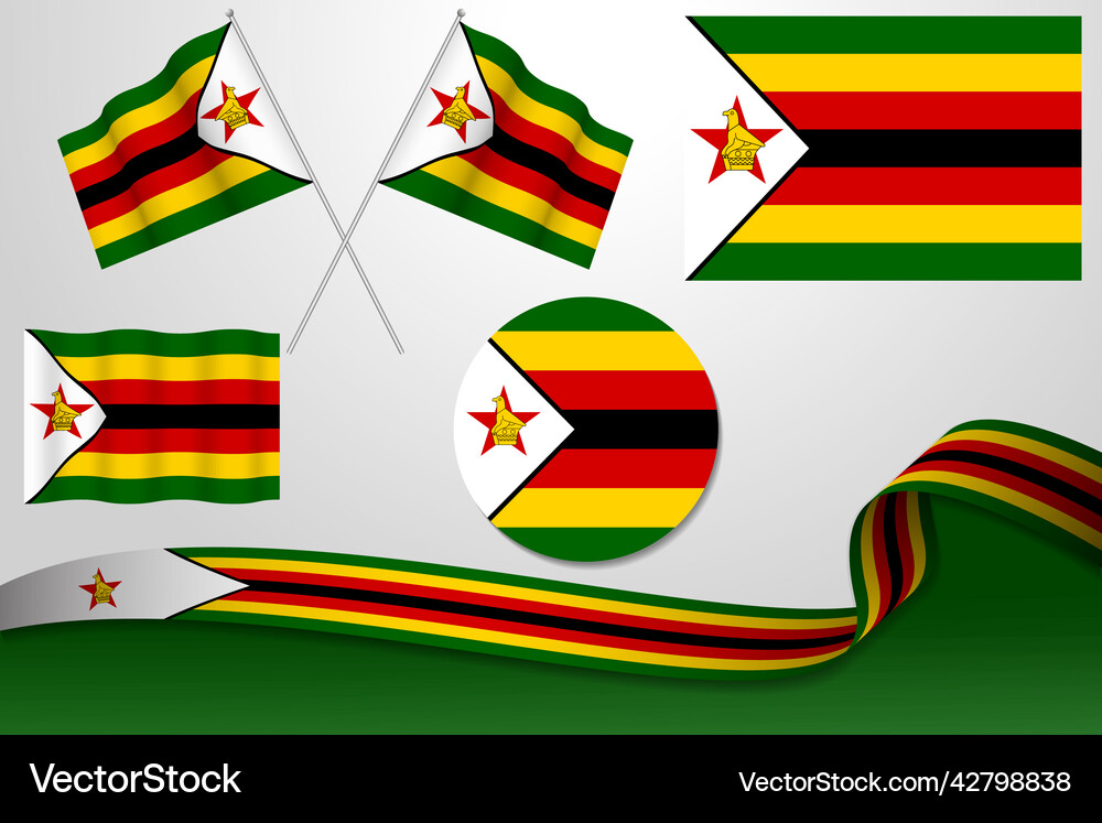 Set of zimbabwe flags in different designs Vector Image