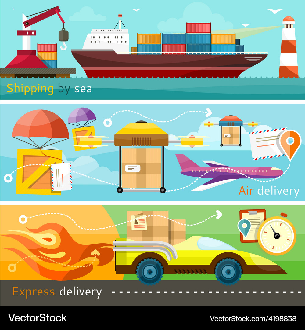 Shipping delivery car ship plane Royalty Free Vector Image