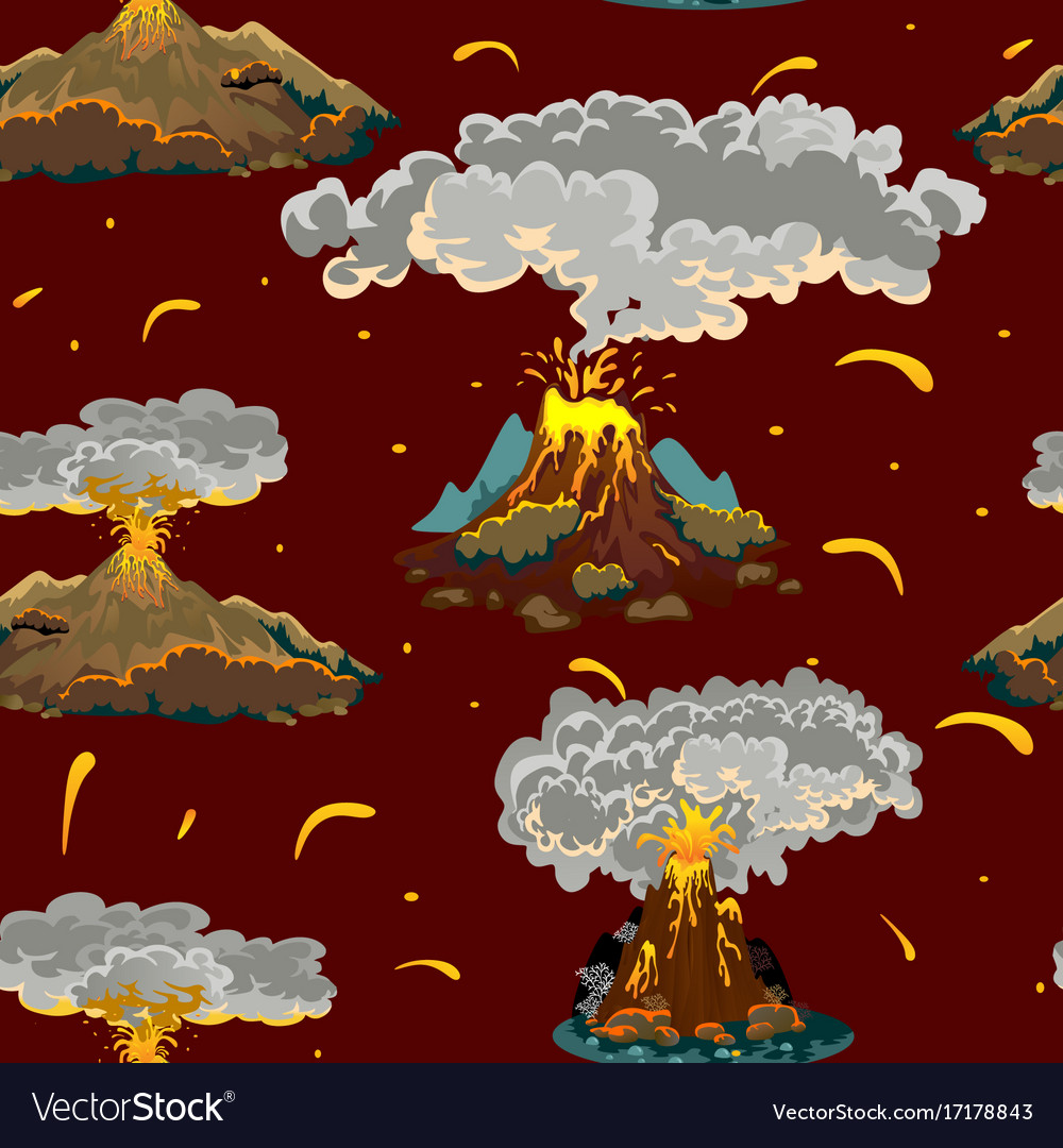 A set of volcanoes of varying degrees of eruption Vector Image