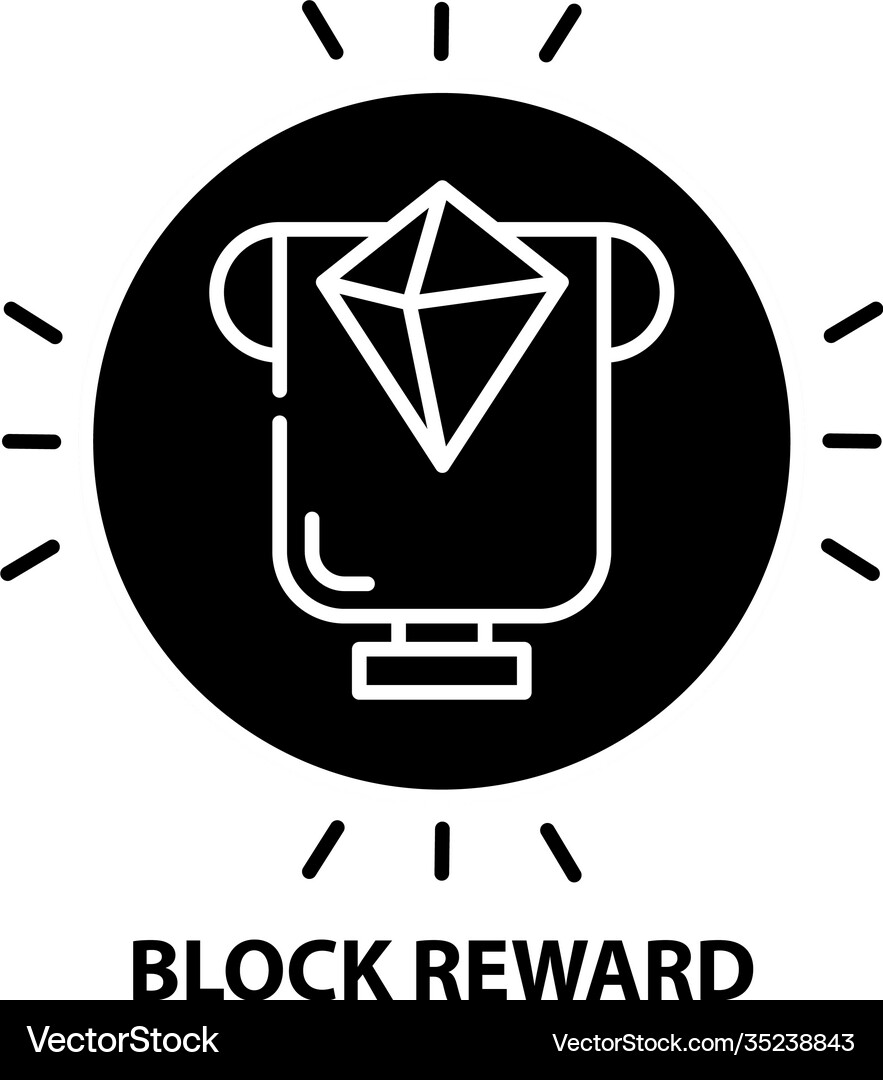 Block reward icon black sign with editable Vector Image