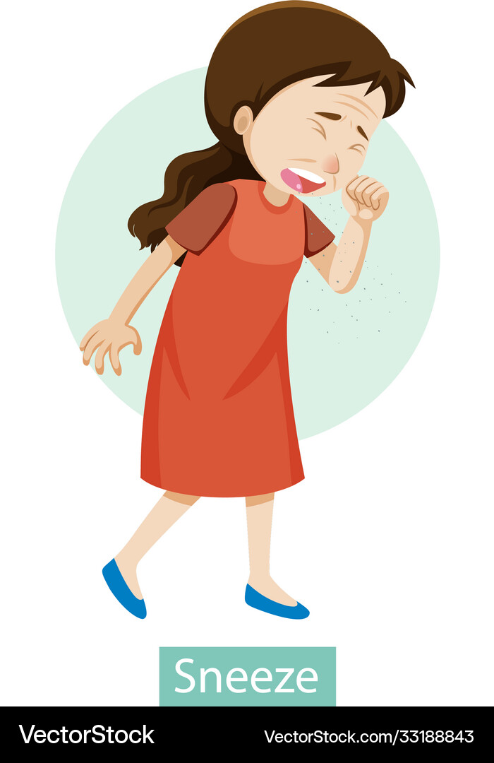 Cartoon character with sneeze symptoms Royalty Free Vector