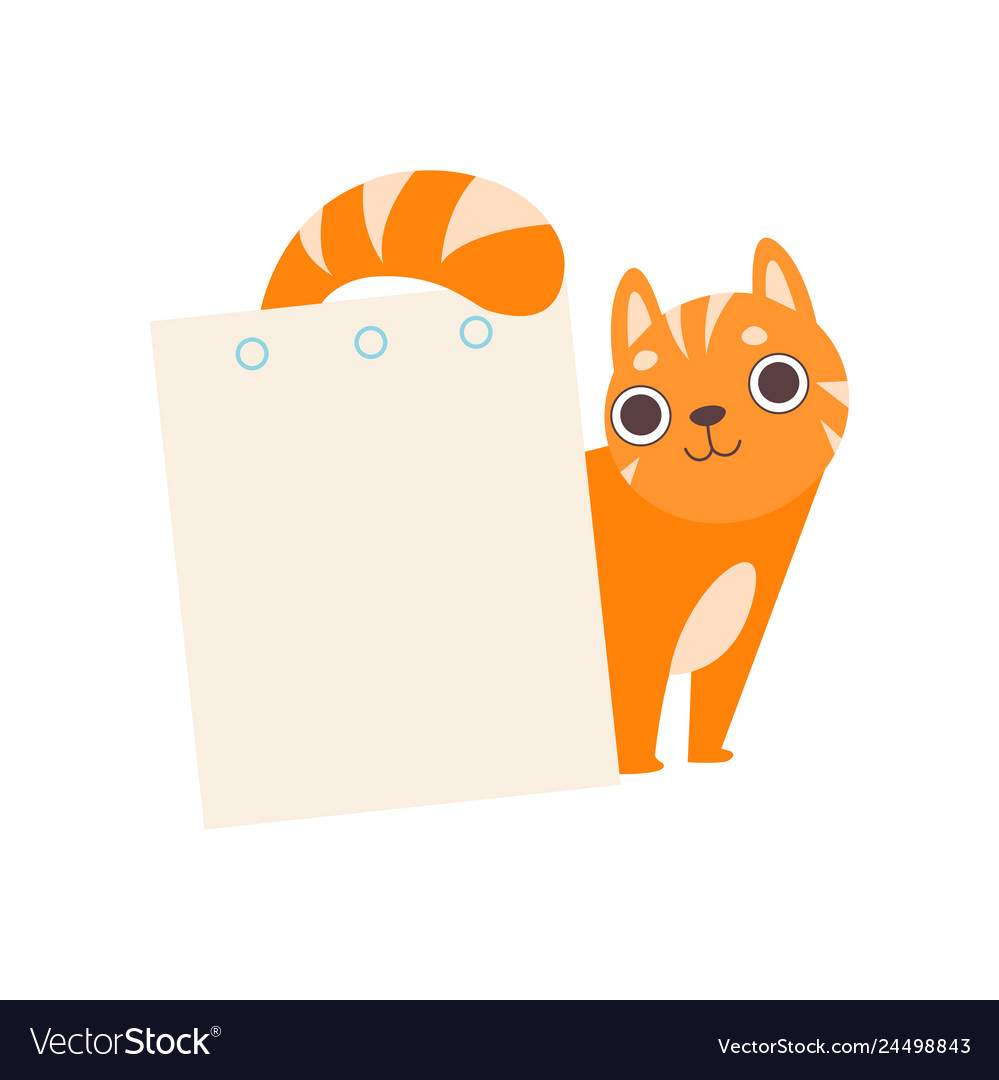 Cute red cat with empty sheet paper adorable Vector Image