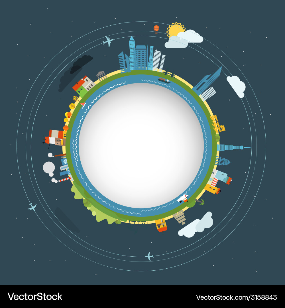 Flat design of the earth Royalty Free Vector Image