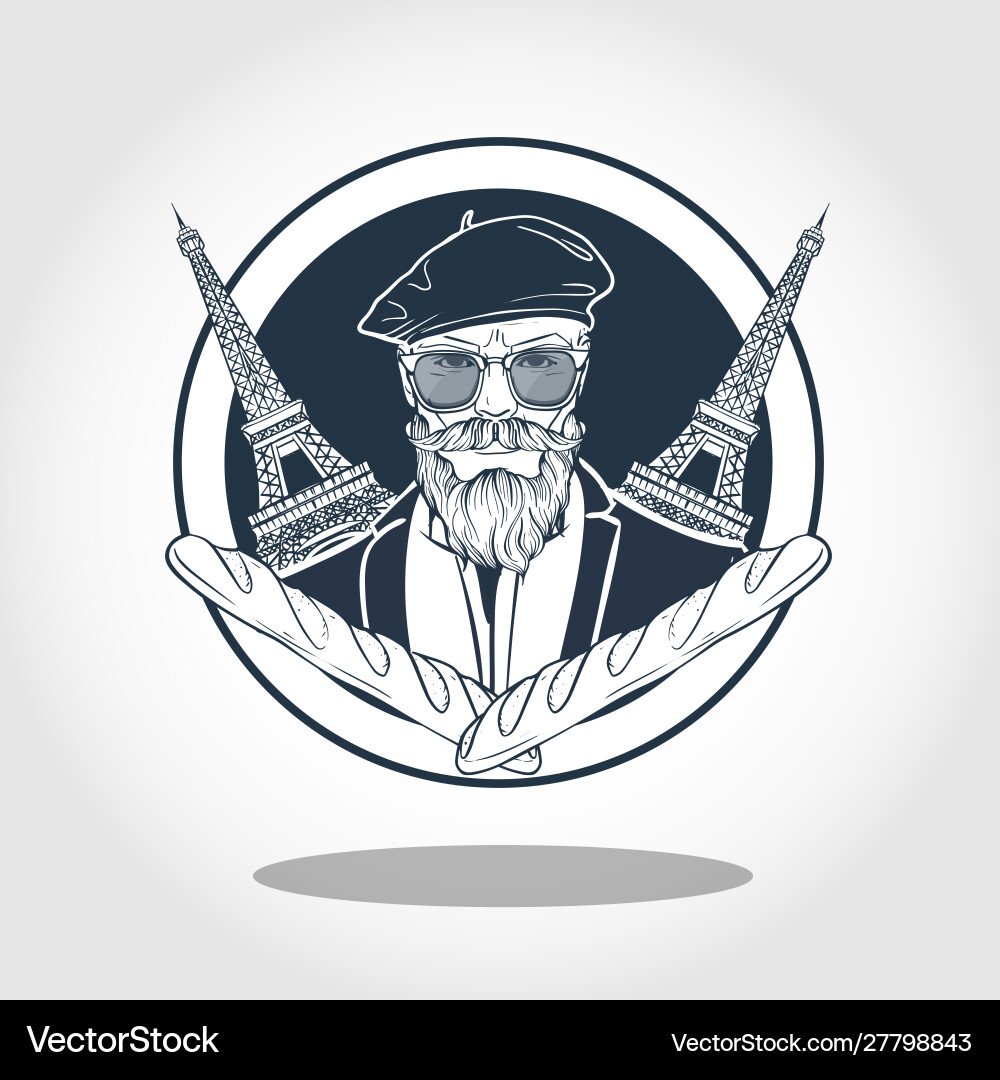 Hand drawn sketch french man Royalty Free Vector Image
