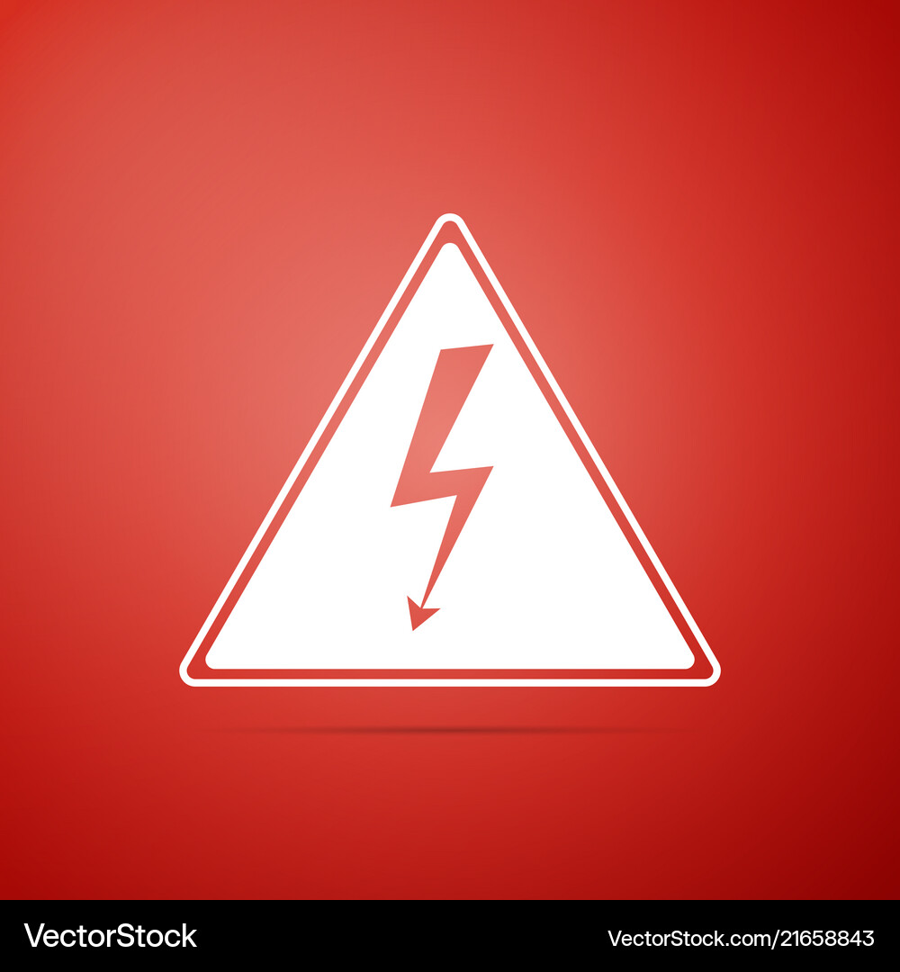 High voltage sign icon isolated on red background Vector Image