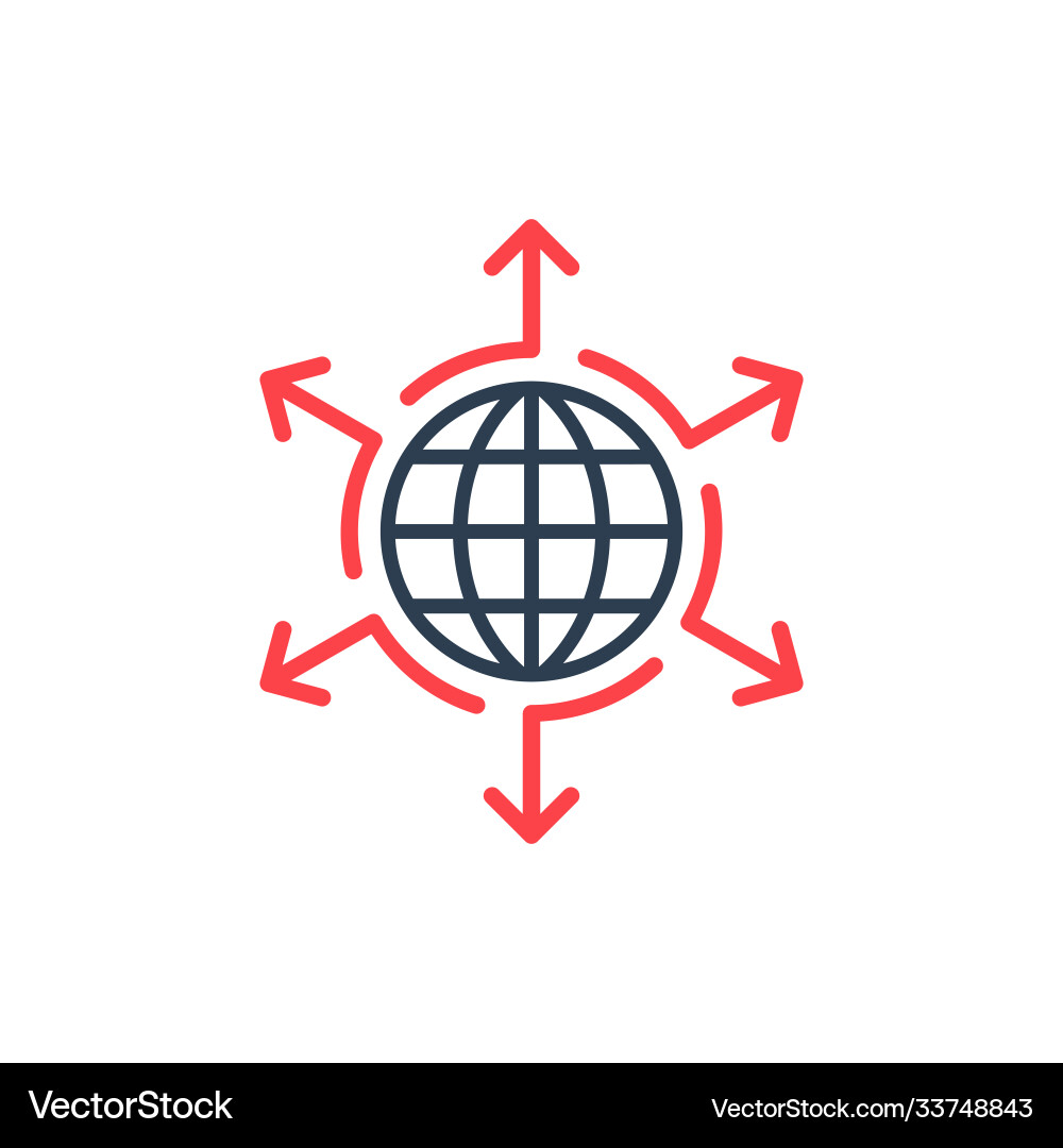 Infographic arrows around globe grow expand Vector Image