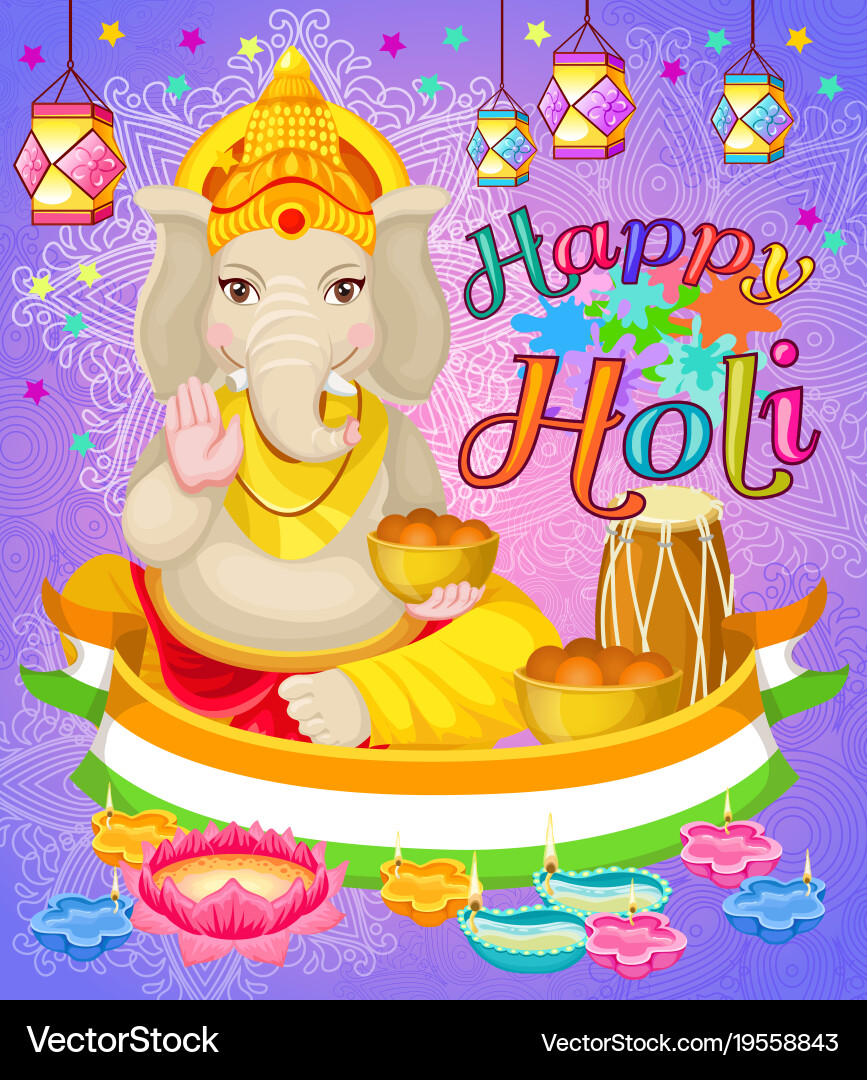 Light indian holi holiday poster Royalty Free Vector Image