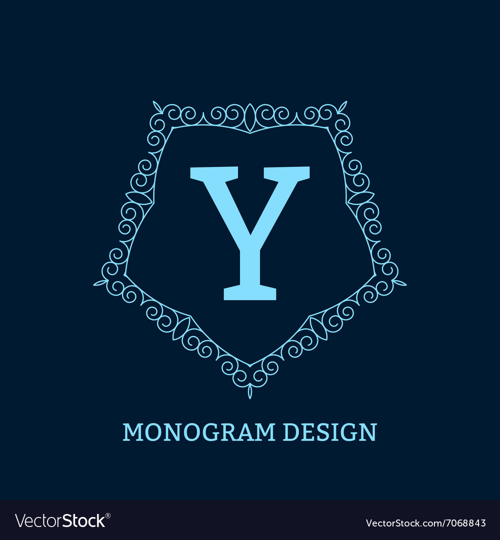 Linear blue monogram Royalty Free Vector Image