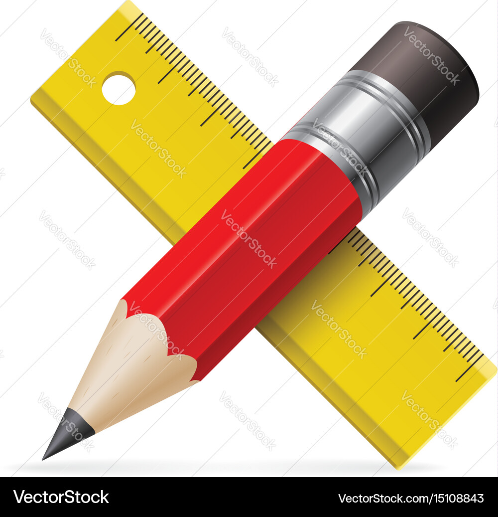 Pencil and ruler icon on white background Vector Image