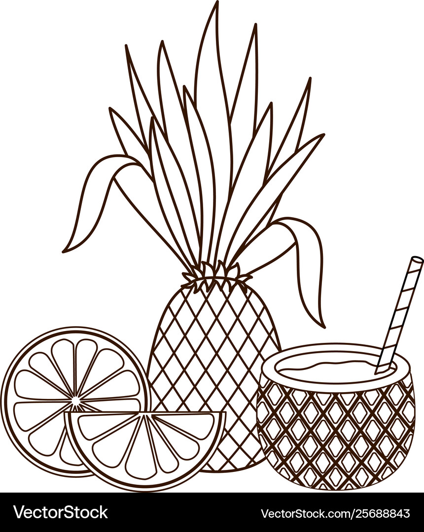 Pineapple cocktail for summer on white background Vector Image