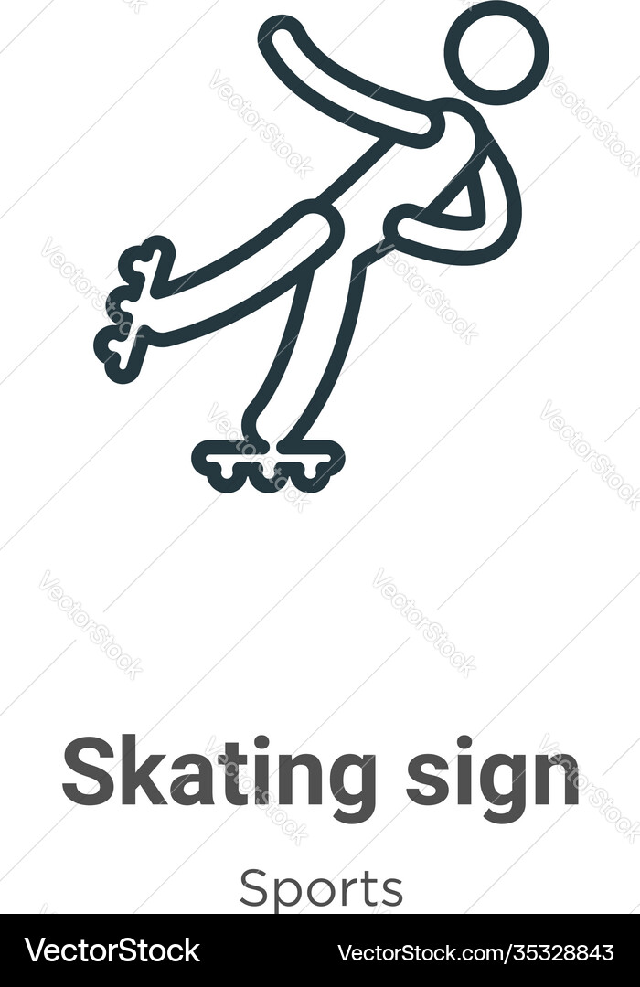 Skating sign outline icon thin line black Vector Image