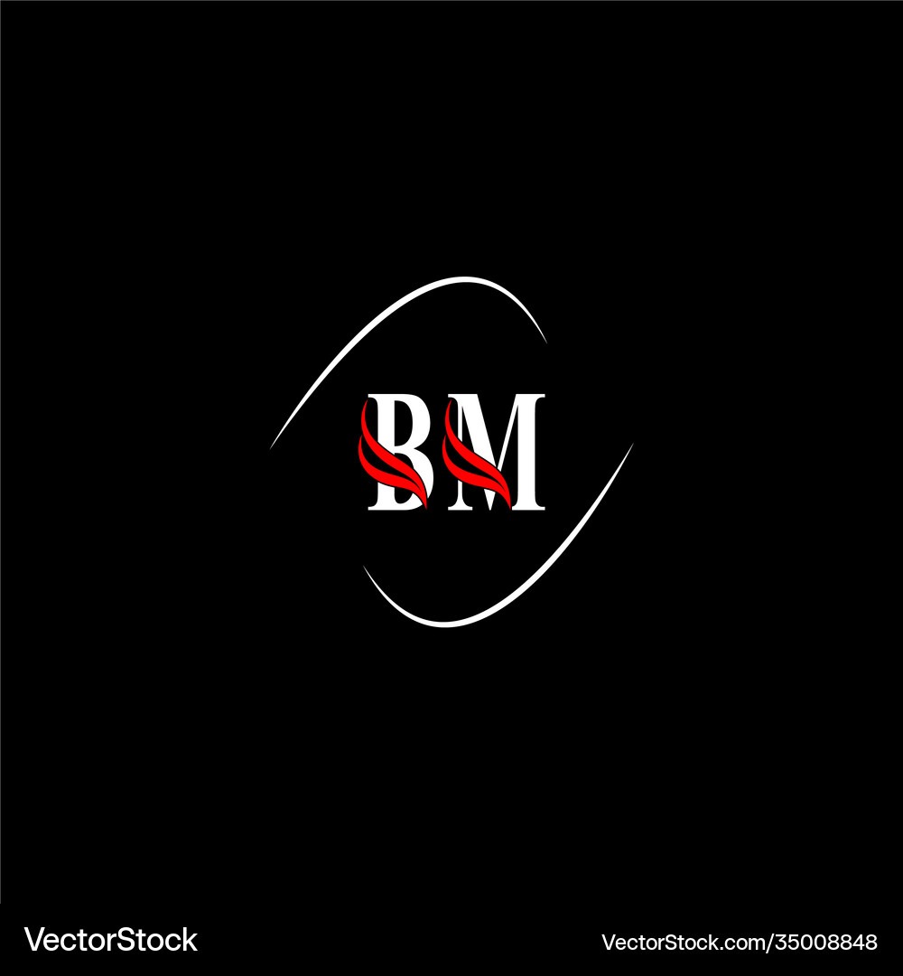 B m letter logo creative design on black color Vector Image