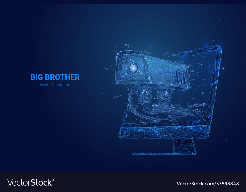 Digital wireframe screen and security camera Vector Image