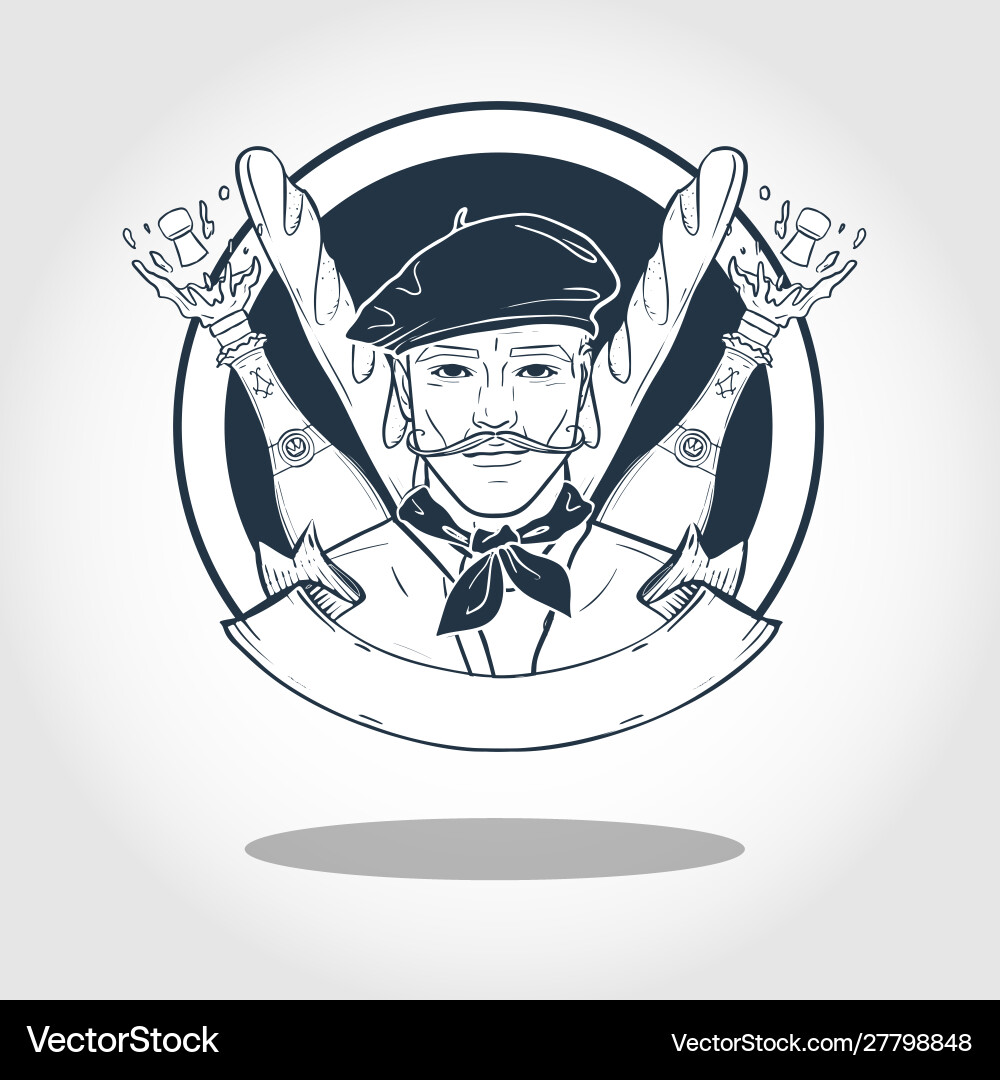 Hand drawn sketch french man Royalty Free Vector Image