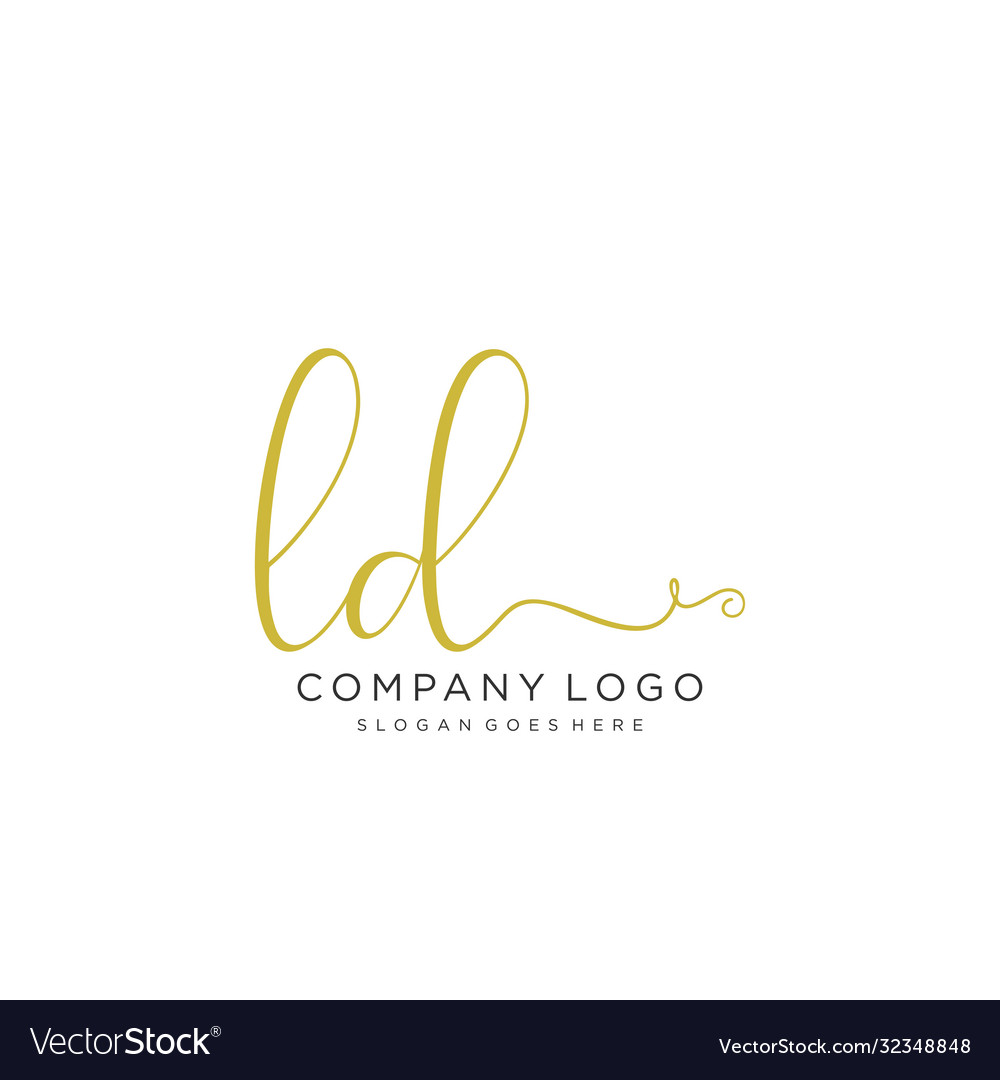 Ld Initial Handwriting Logo Design Royalty Free Vector Image