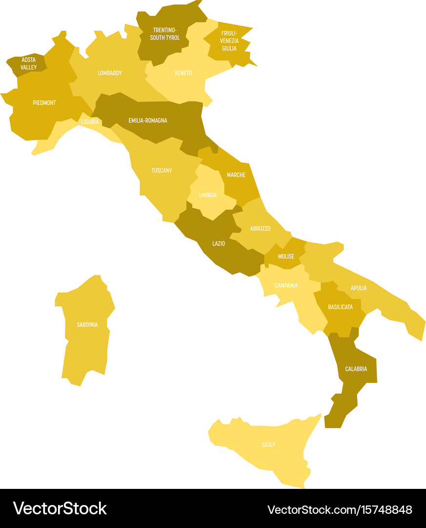 Map of italy divided into 20 administrative Vector Image