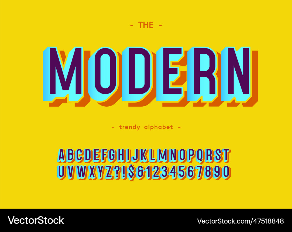 Modern font 3d typography colorful style Vector Image