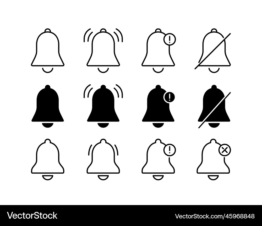 Notification bells icon alarm signal Royalty Free Vector