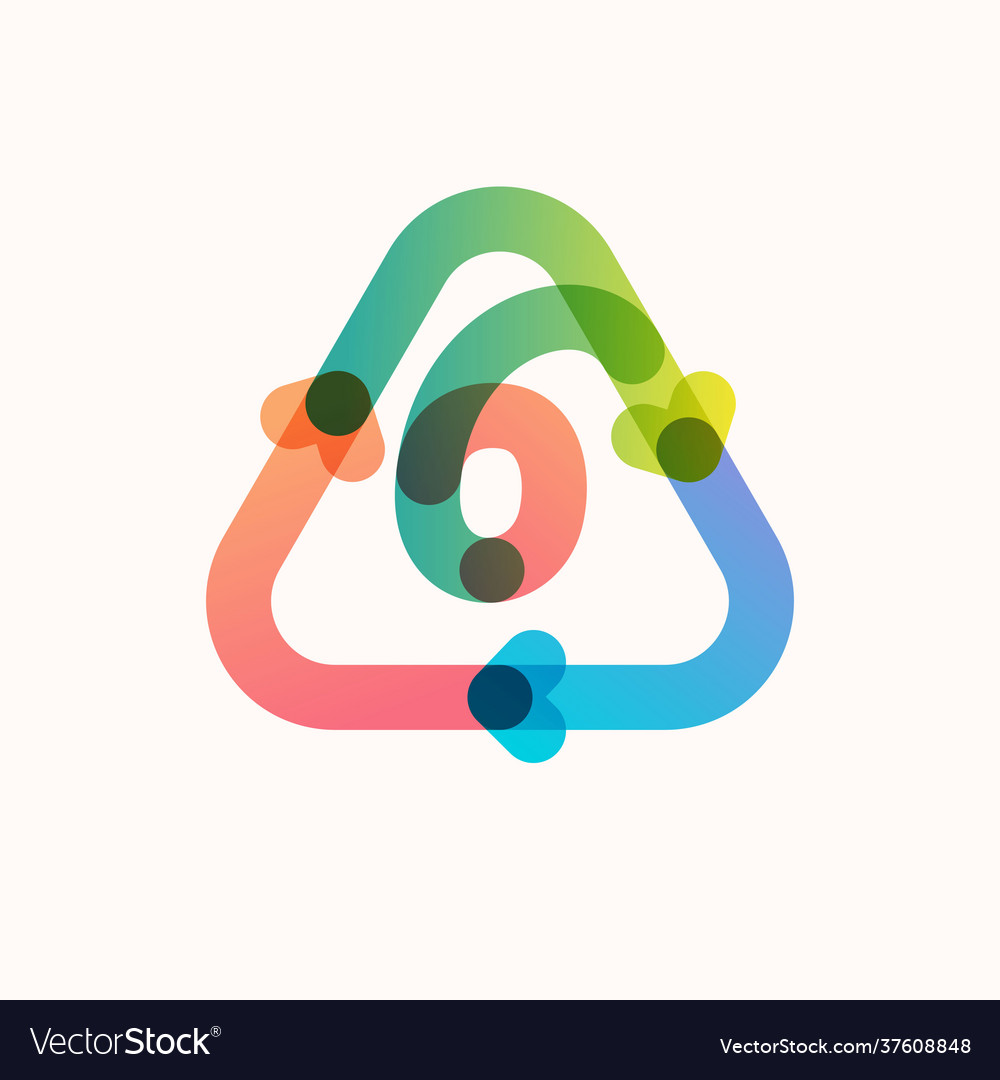 Number six logo inside triangular shaped Vector Image