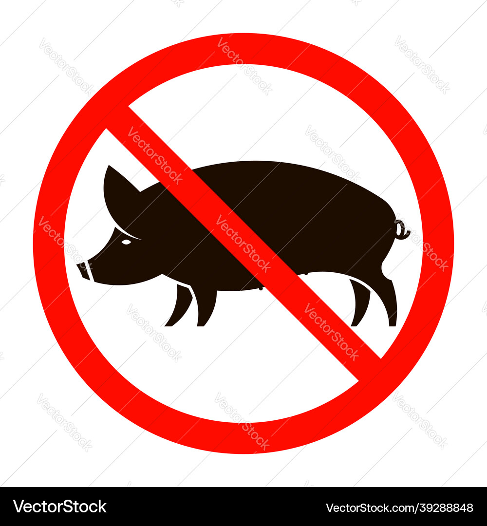 Pig emblem in prohibition sign Royalty Free Vector Image
