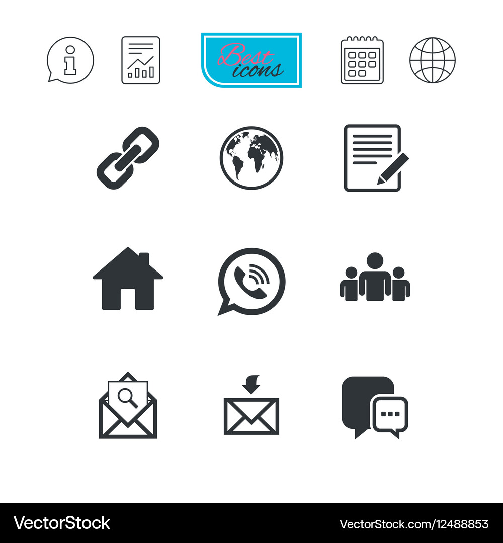 Communication icons contact mail signs Royalty Free Vector
