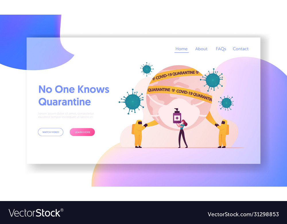 Coronavirus quarantine landing page template tiny Vector Image