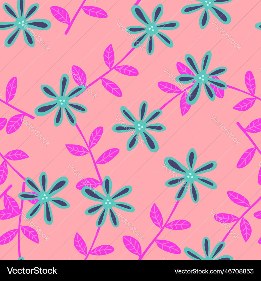 Cute flower seamless pattern naive art style hand Vector Image