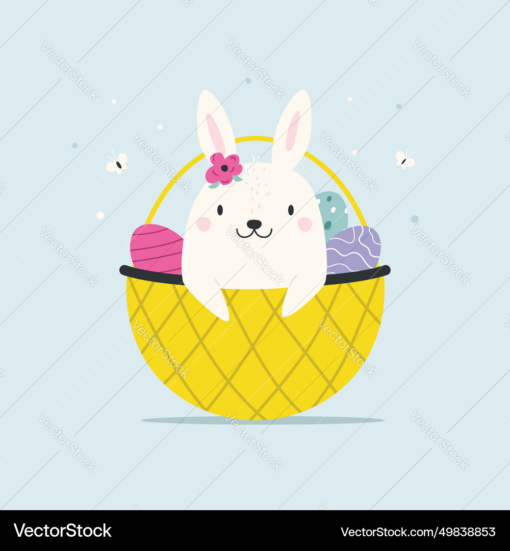 Easter greeting card with funny rabbit bunny Vector Image