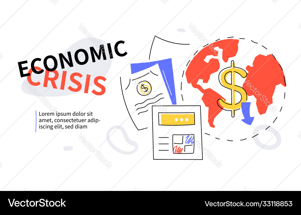 Economic crisis - colorful flat design style web Vector Image