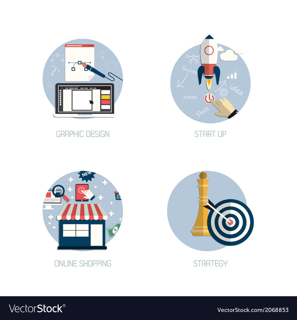 Flat icons concept 6 Royalty Free Vector Image