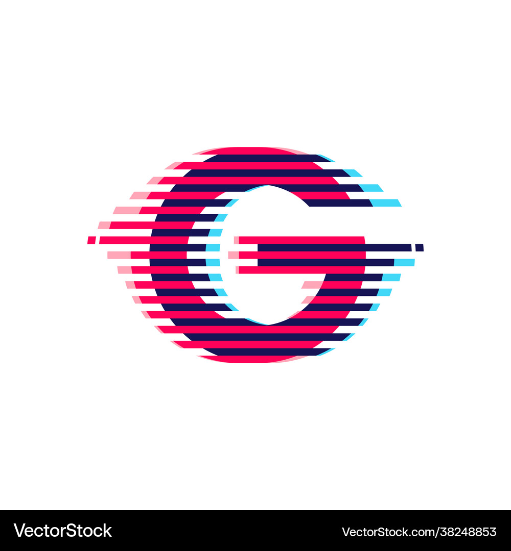 G letter logo with vibrant line glitch effect Vector Image