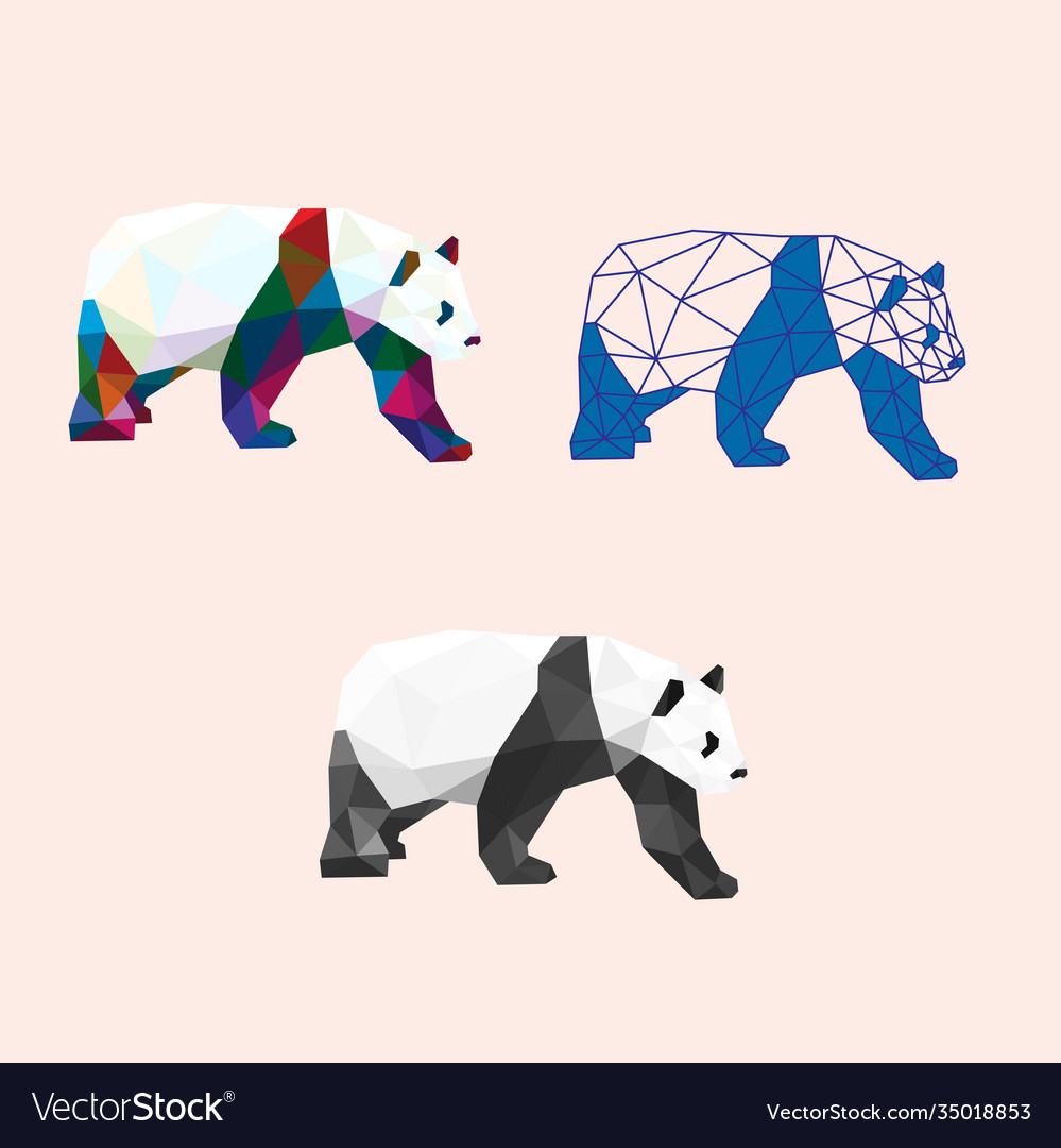 Low poly panda polygonal triangular geometric Vector Image