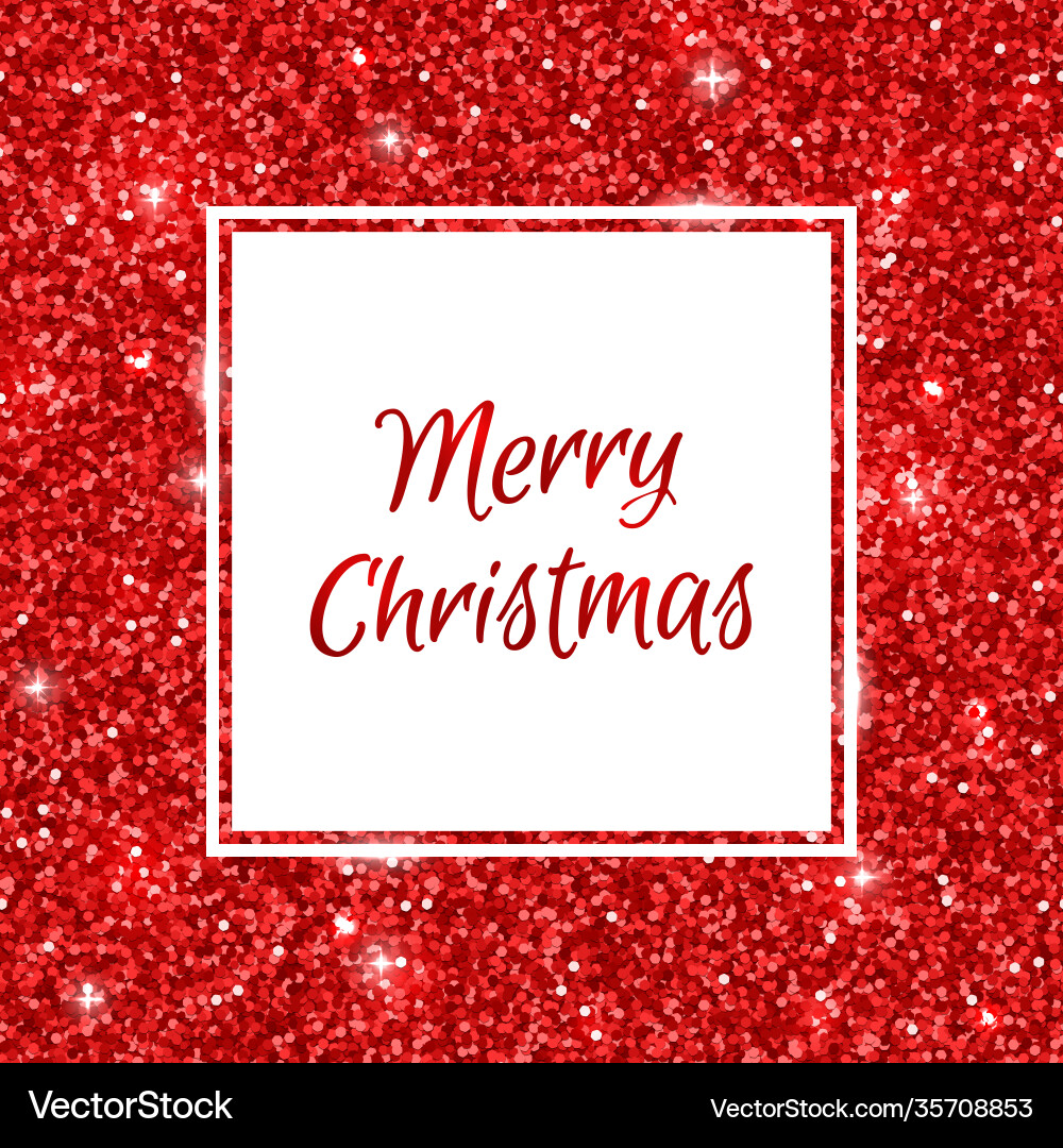 Merry christmas frame with red glitter Royalty Free Vector