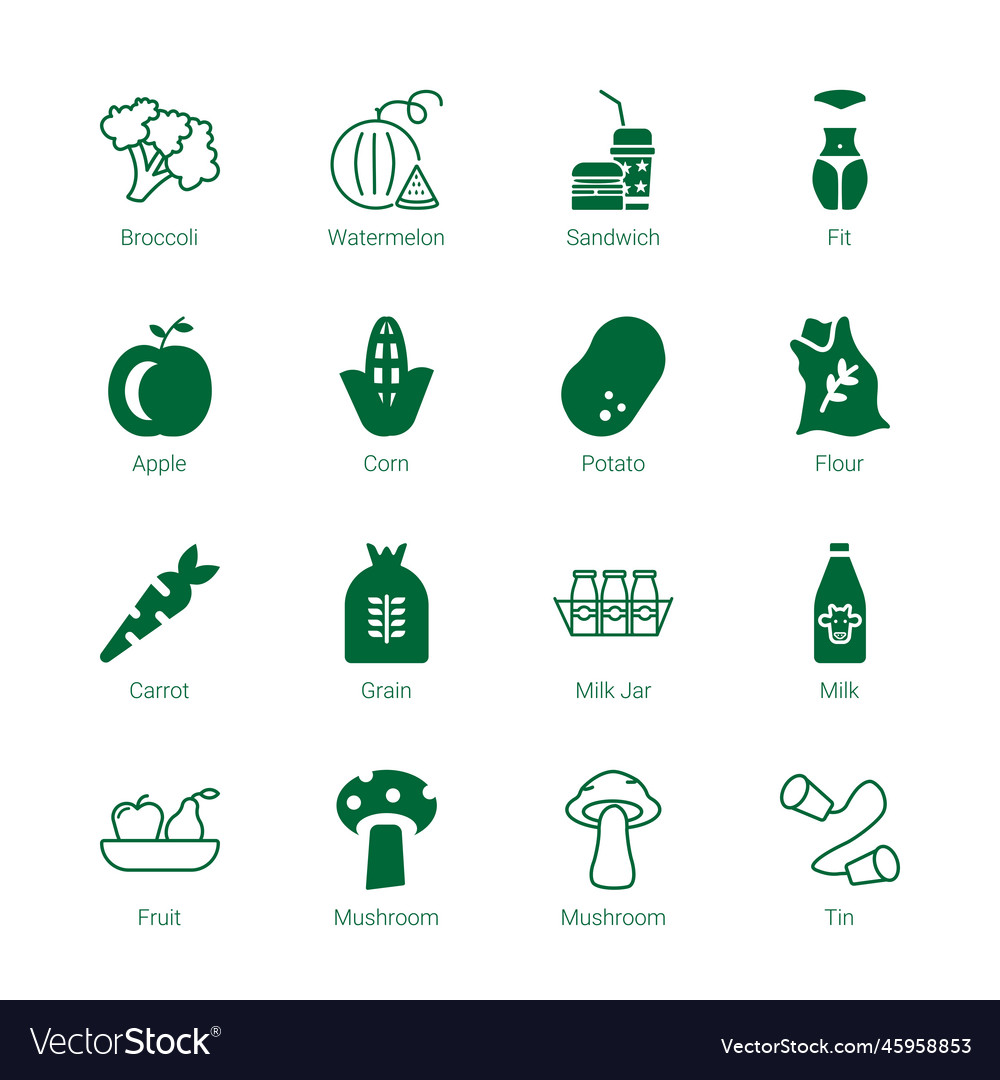Nutrition icons Royalty Free Vector Image - VectorStock