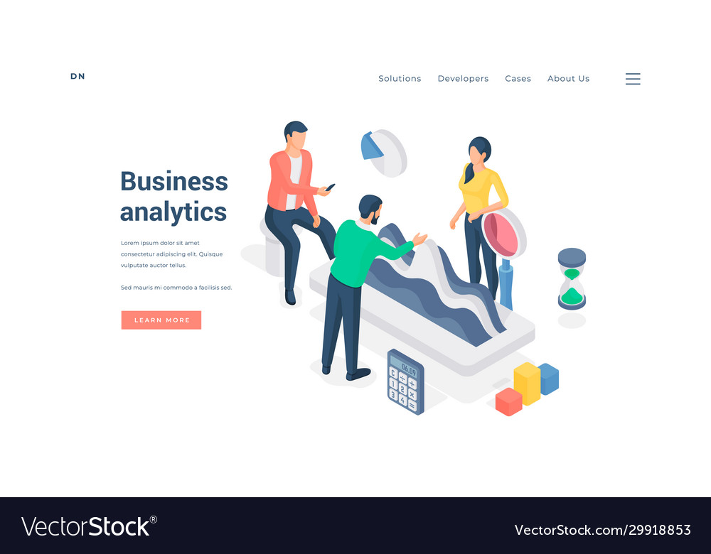 People analyzing business data together isometric Vector Image