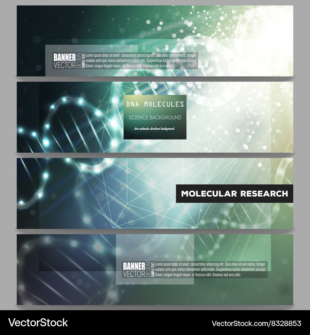 Set of modern banners dna molecule Royalty Free Vector Image