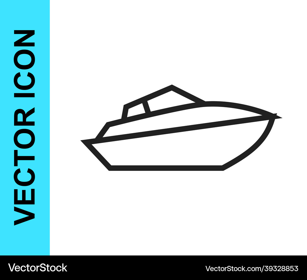 Speedboat Icon - Black Line Art Royalty Free Vector Image