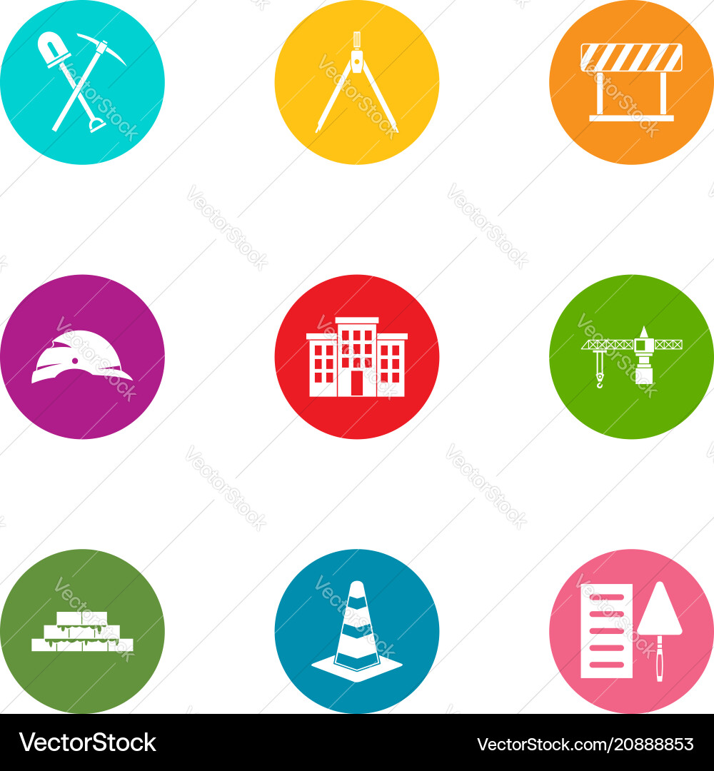 Street construction icons set flat style Vector Image